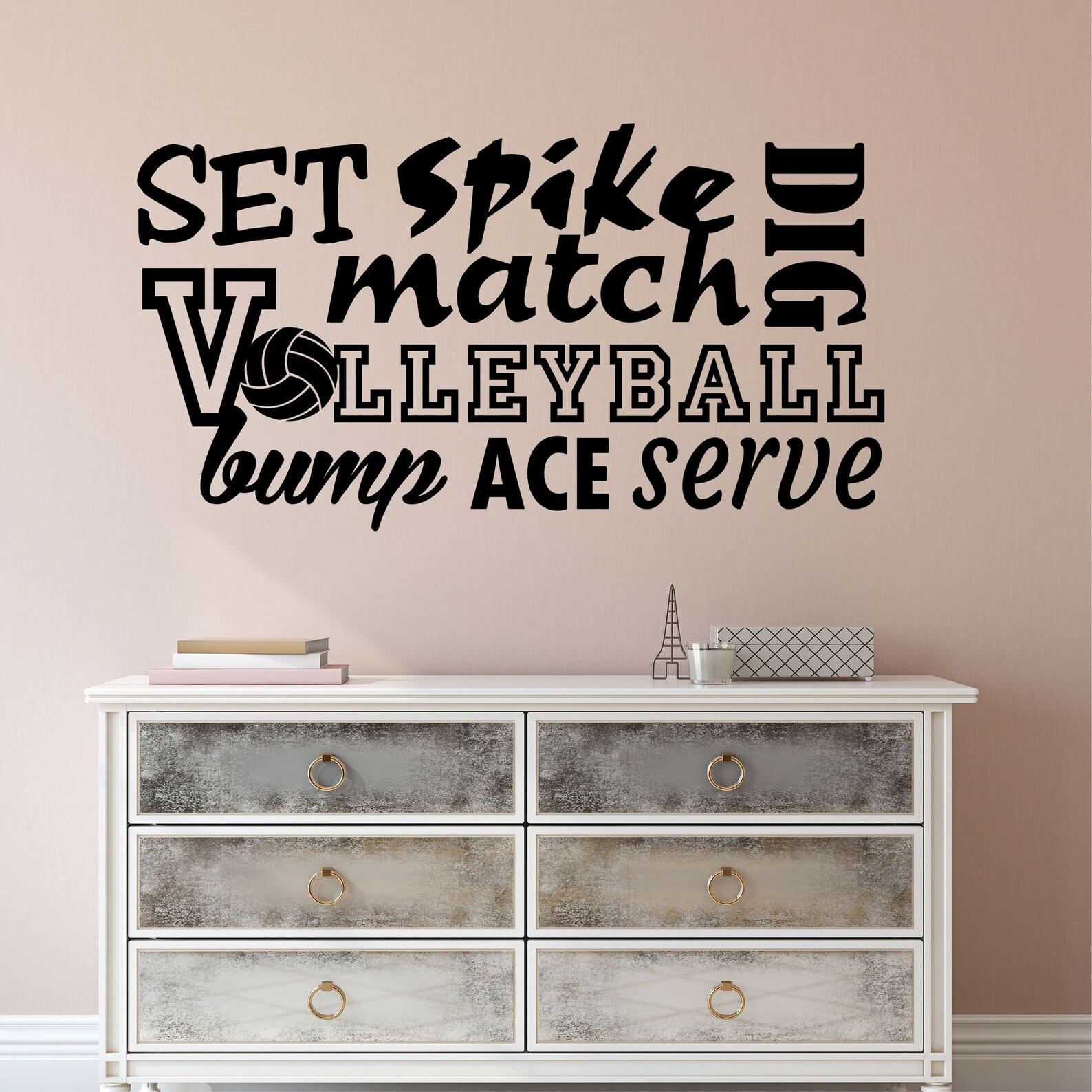 Sports Wall Decal Volleyball Word Collage, Kids Bedroom Vinyl Wall ...