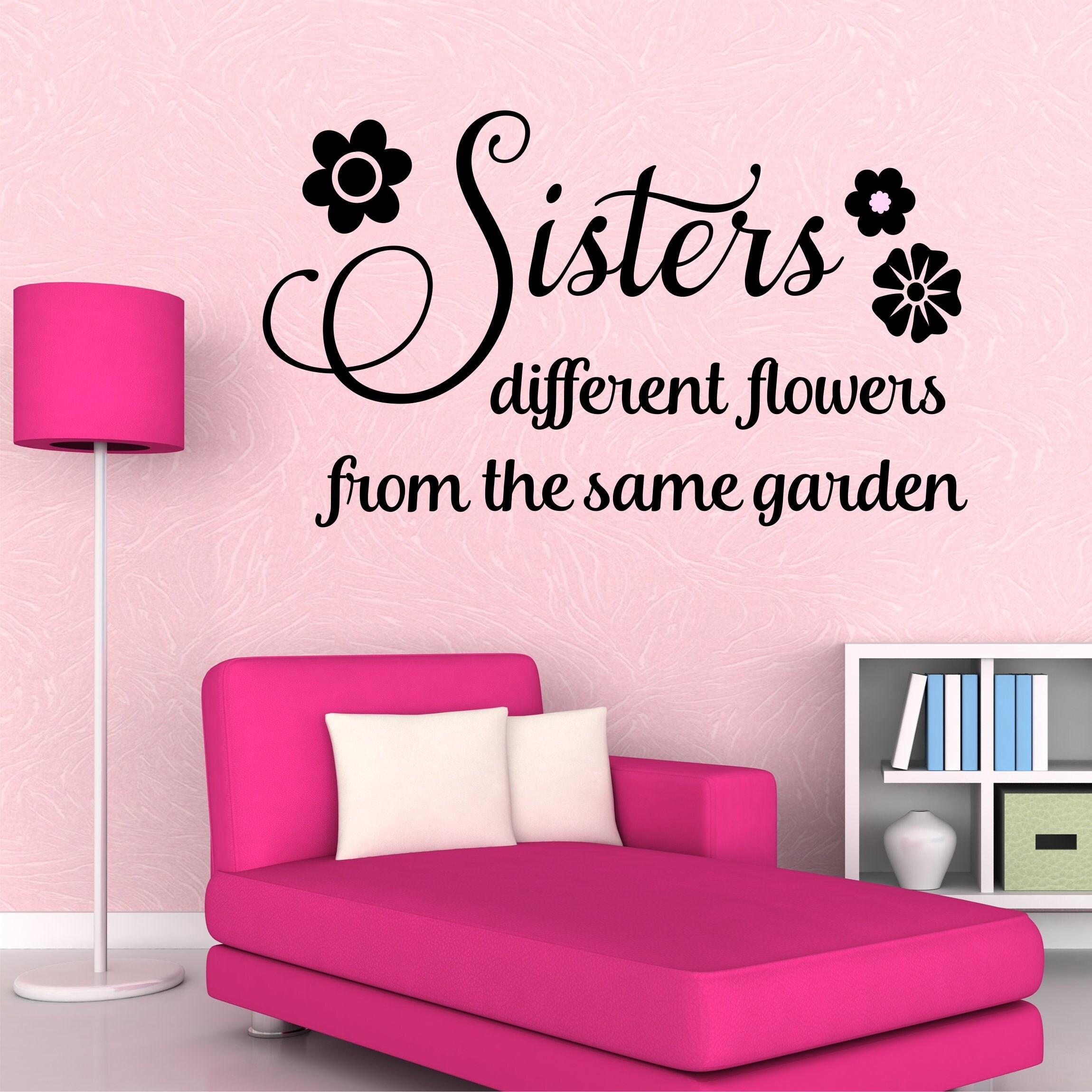 Family Wall Decal Sisters Different Flowers, Vinyl Wall Lettering for ...