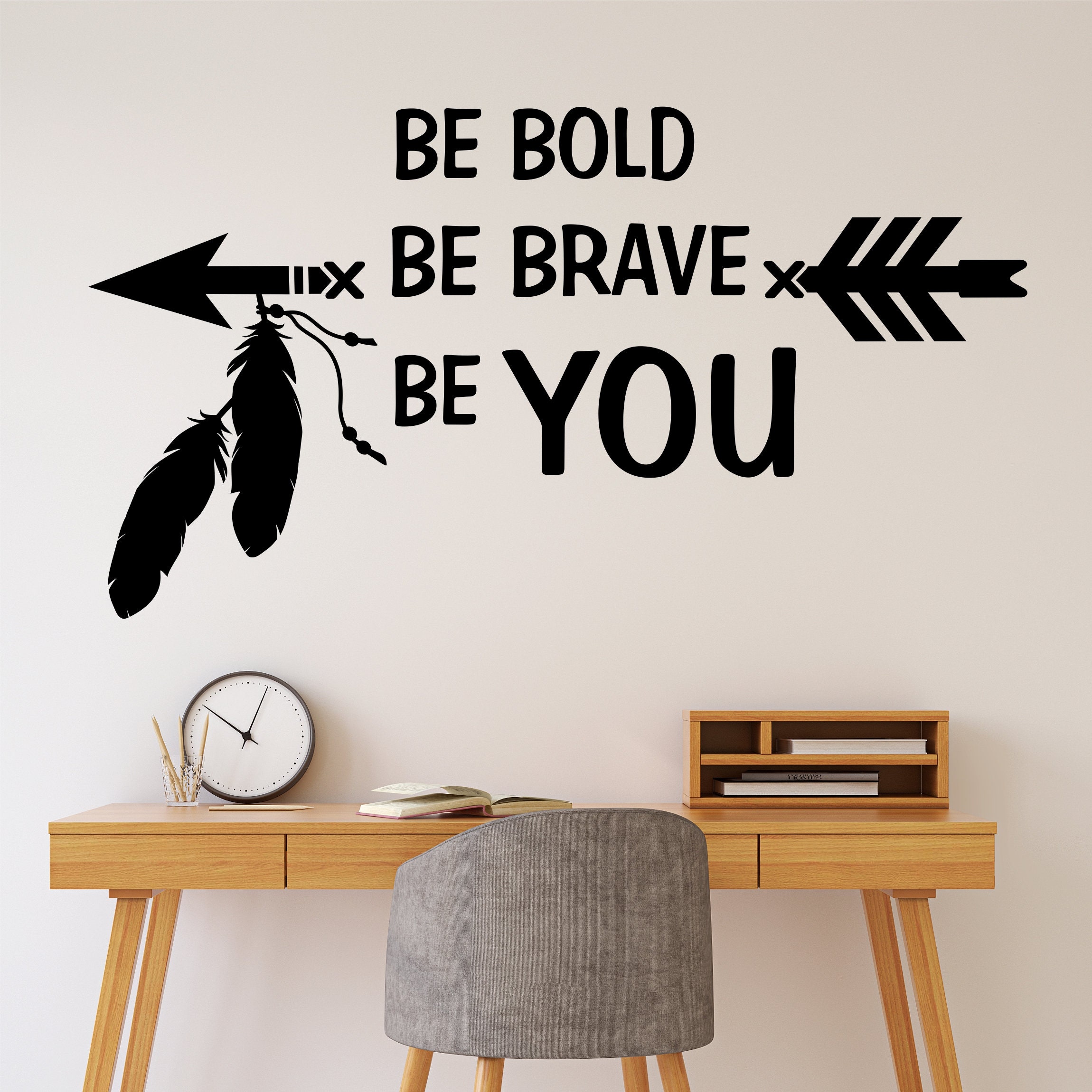 Motivational Wall Decal Be Bold Be Brave Be You Rustic Dorm | Etsy