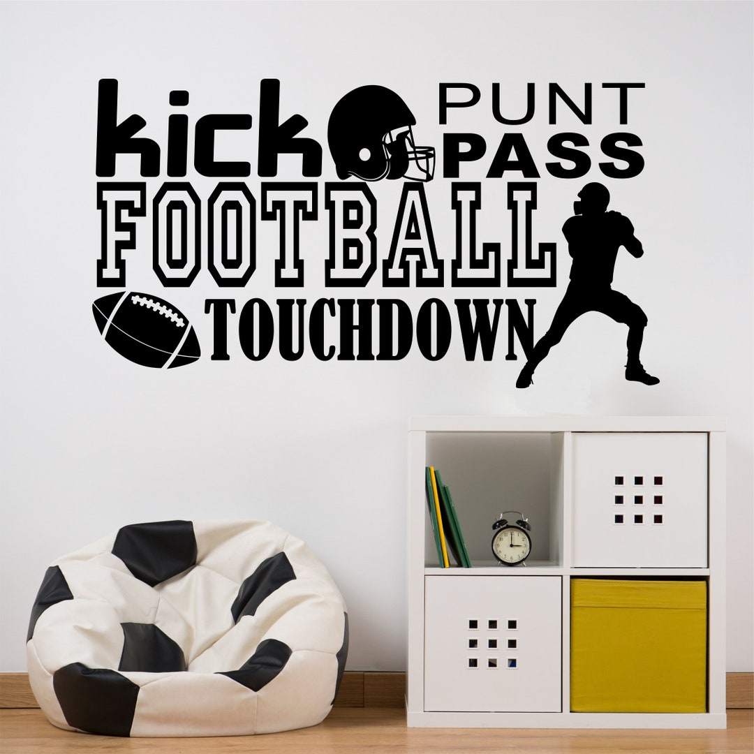 Sports Wall Decal Football Word Collage, Kids Bedroom Vinyl Wall ...