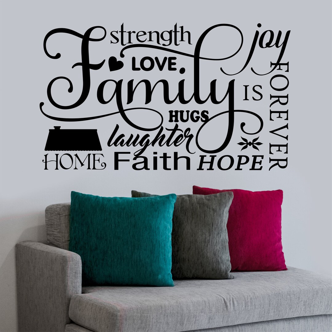 Home Wall Decal Family Word Collage, Vinyl Wall Lettering for Family ...