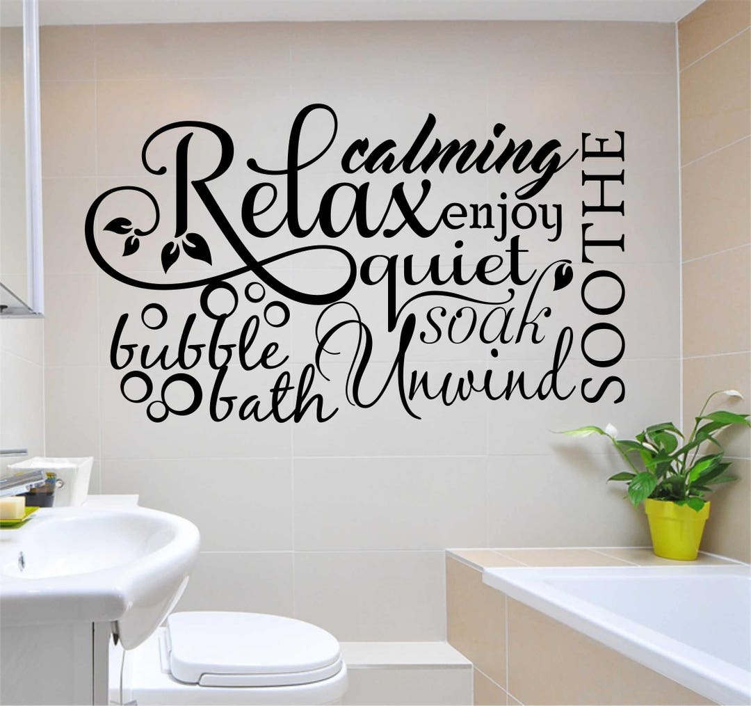 Bathroom Wall Decal Relax Word Collage, Bubble Bath Vinyl Wall ...