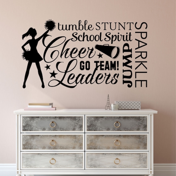 Sports Wall Decal Cheerleader Word Collage Girl Bedroom Vinyl | Etsy