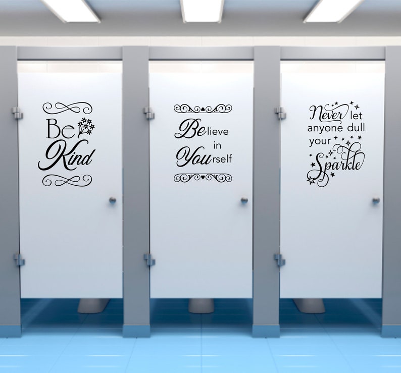 School Bathroom Stall Vinyl Decals, Inspirational Girl Bathroom ...