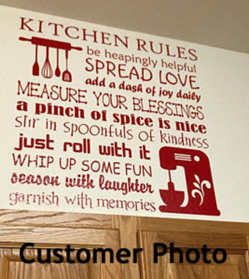 Farmhouse Kitchen Wall Decal Baking Rules Collage Kitchen | Etsy