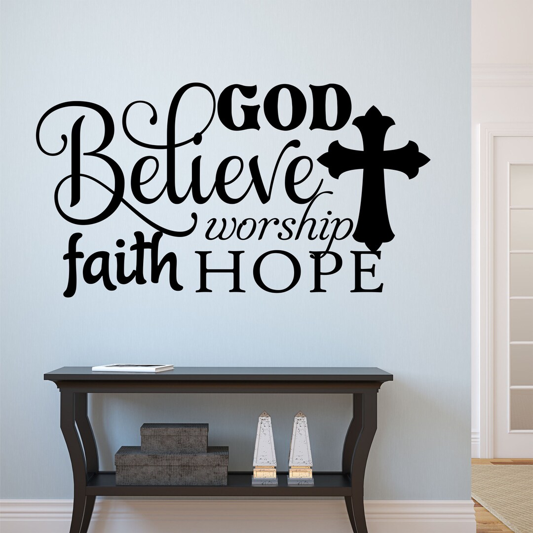 Christian Wall Decal Believe Word Collage, Religious Vinyl Wall ...
