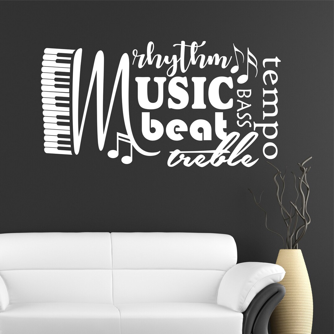 Classroom Wall Decal Music Word Collage, Vinyl Wall Lettering for Music ...