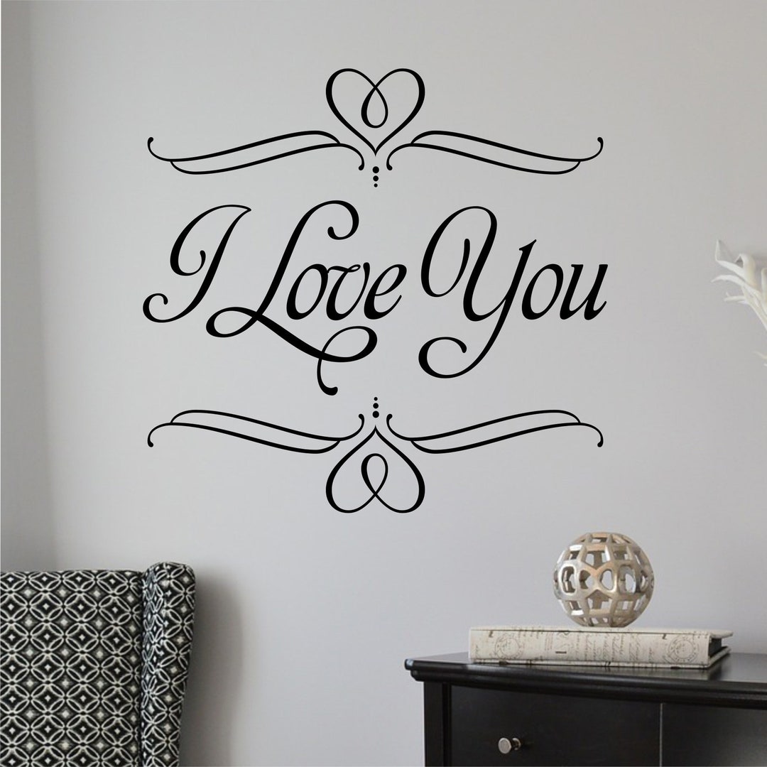 Bedroom Wall Decal I Love You, Romantic Farmhouse Vinyl Wall Lettering ...