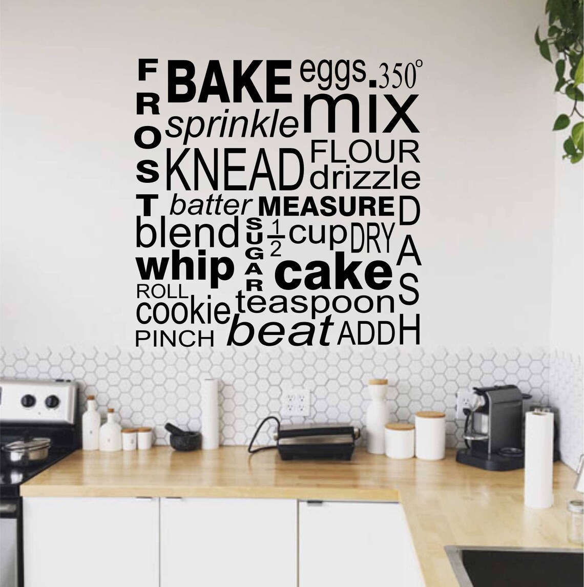 Kitchen Wall Decal Baking Word Collage Farmhouse Vinyl Wall - Etsy