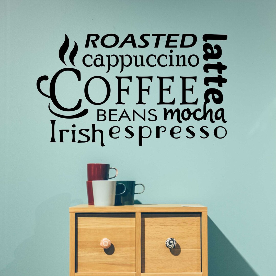 Kitchen Wall Decal Coffee Word Collage, Coffee Lovers Vinyl Wall ...