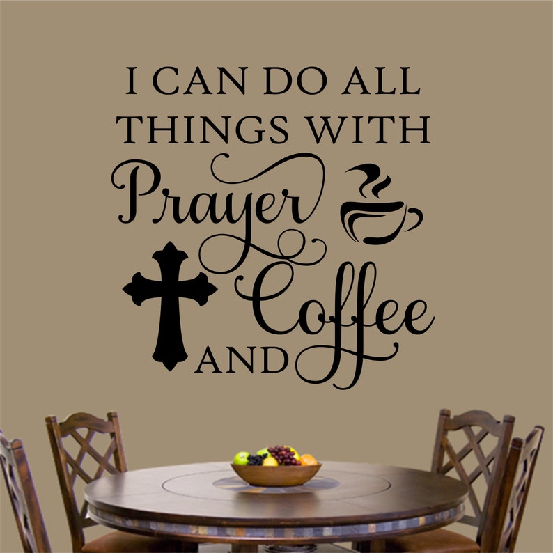 Religious Kitchen Wall Decal Prayer and Coffee Humorous - Etsy