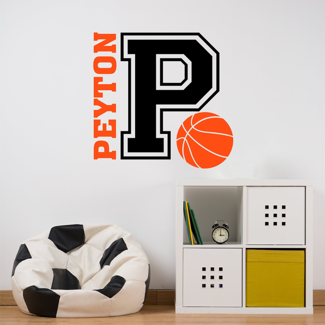 Sports Wall Decal Basketball Varsity Letter, Vinyl Wall Lettering ...