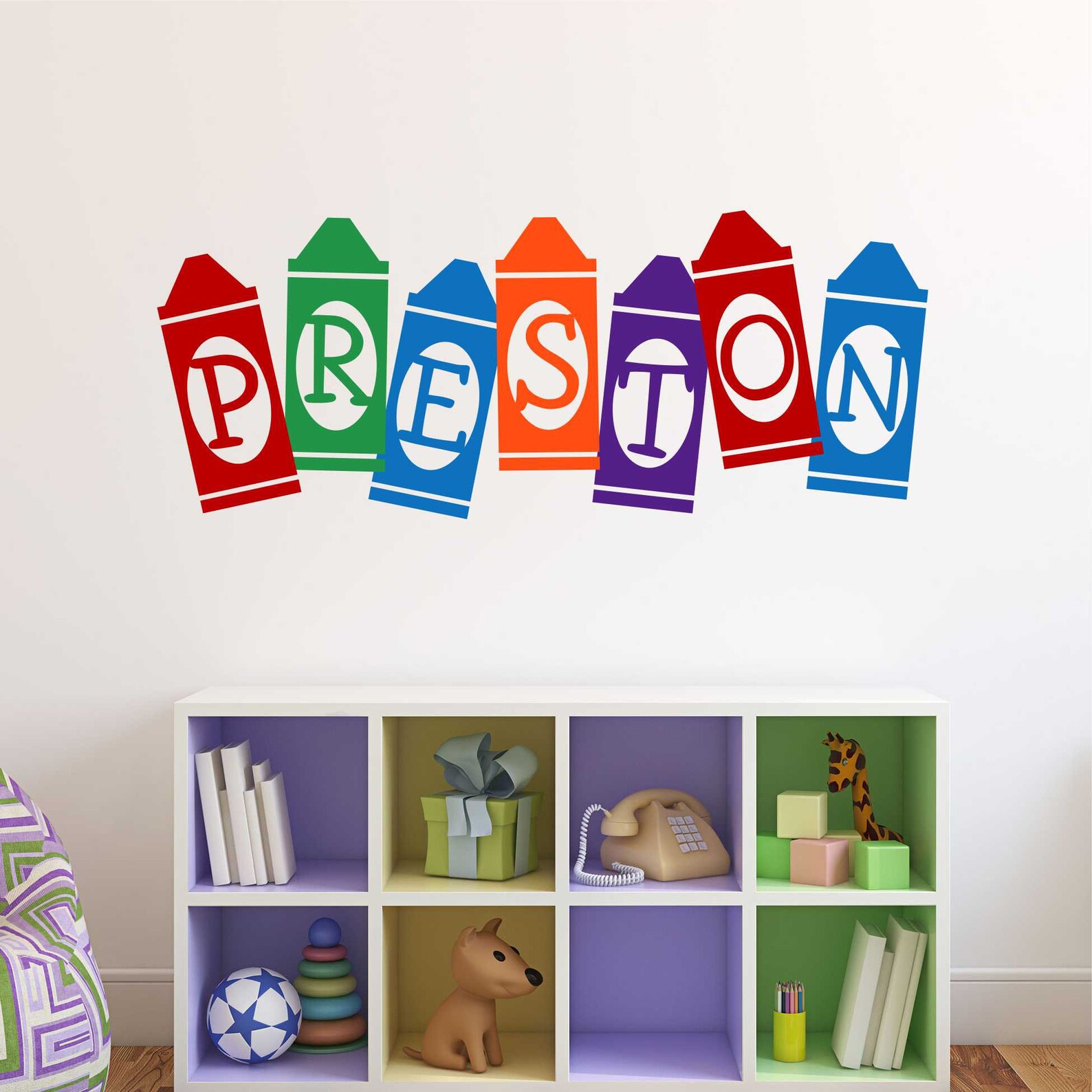 One Custom Letter Decal Crayons Kids Bedroom Vinyl Wall - Etsy