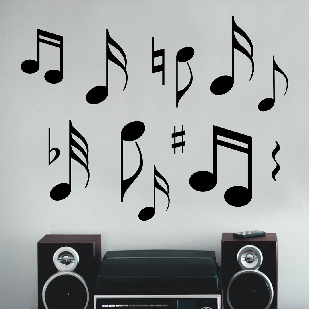 Music Wall Decal Assorted Musical Notes, Classroom Vinyl Wall Lettering ...