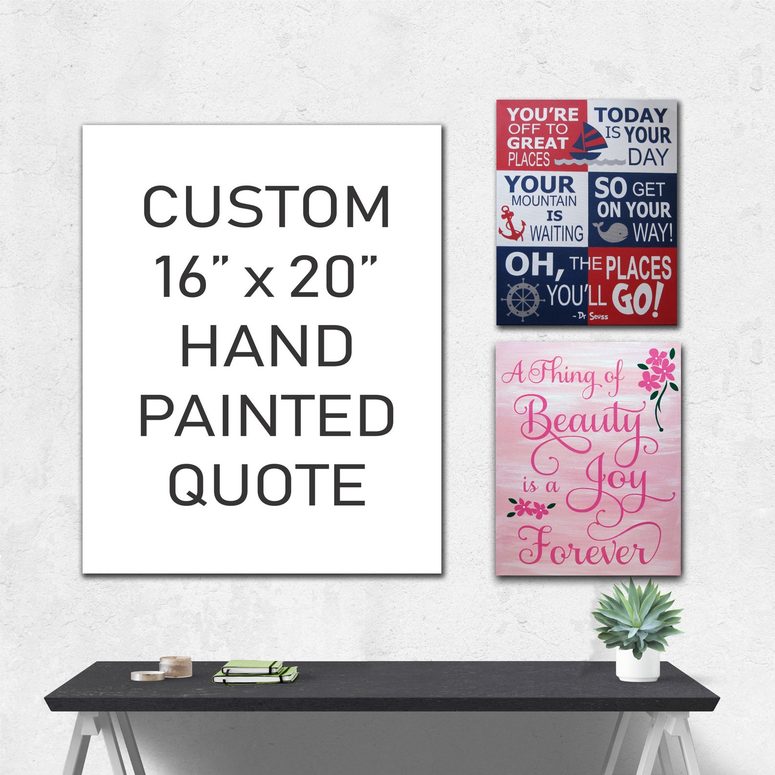 Custom Hand Painted Canvas Wall Art Quotes Personalized Hand - Etsy