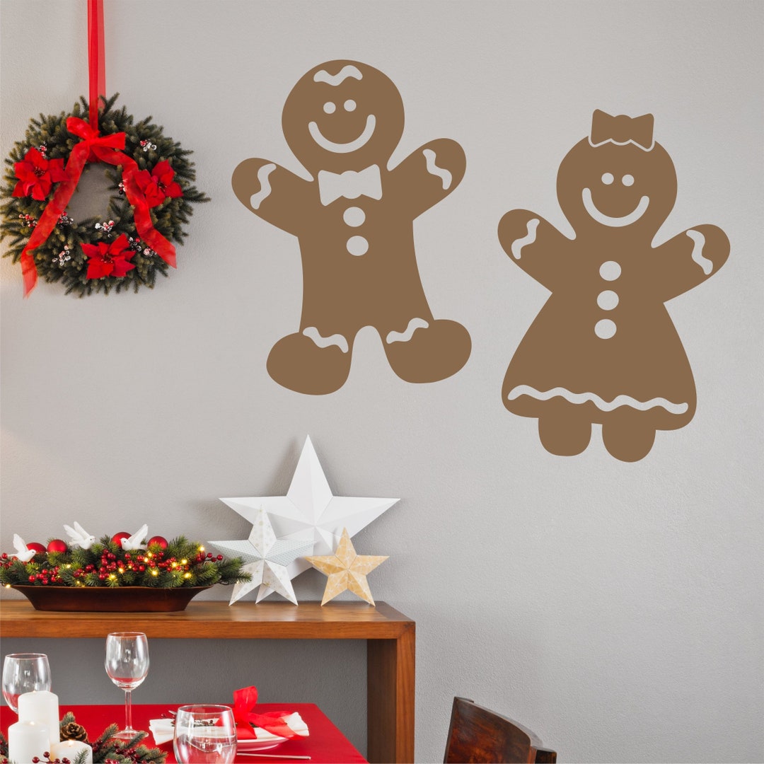Holiday Decal 2 Ft. Gingerbread Boy and Girl Christmas Wall Decoration ...