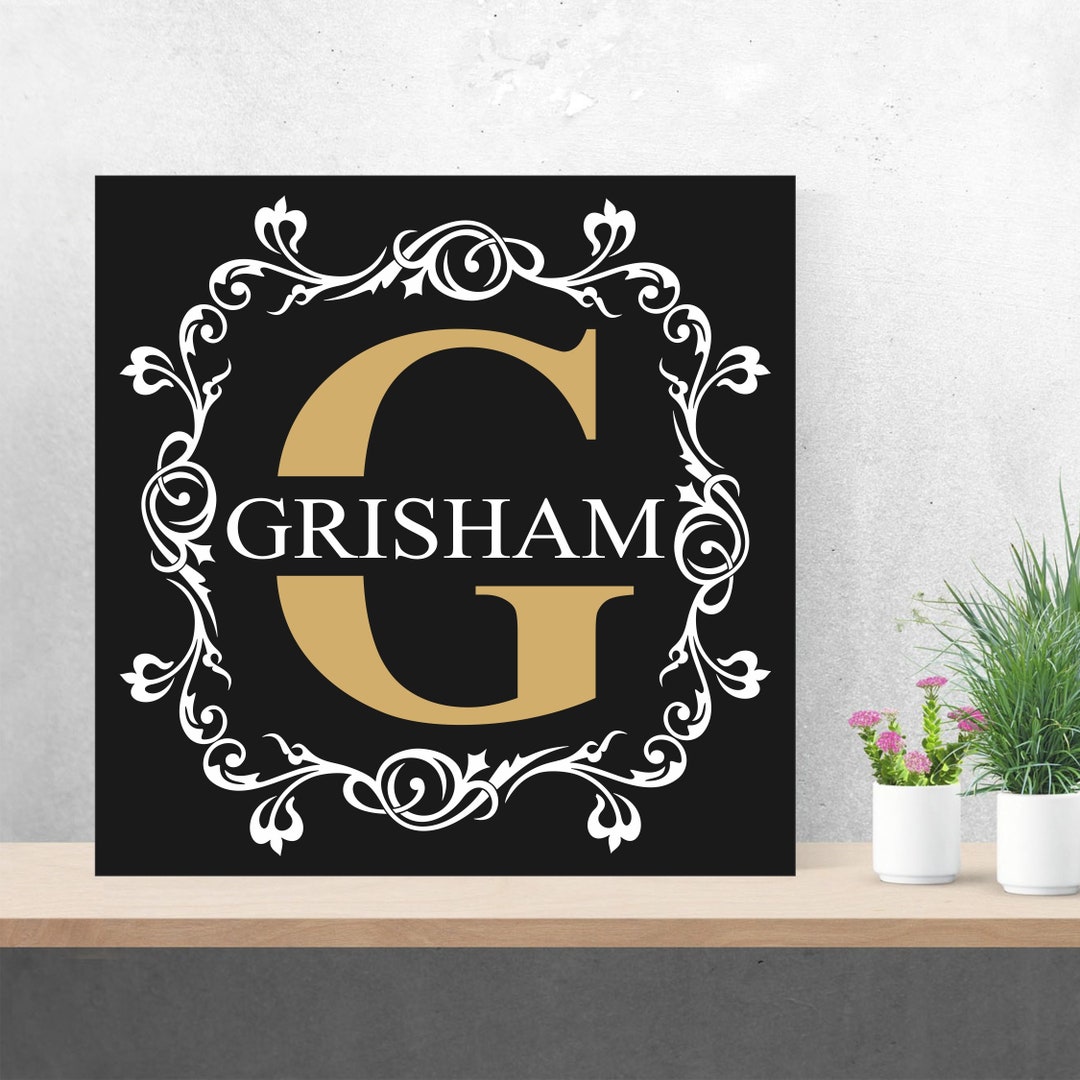 Custom Painted Monogram Canvas Sign, Hand Painted Canvas Wall Art ...