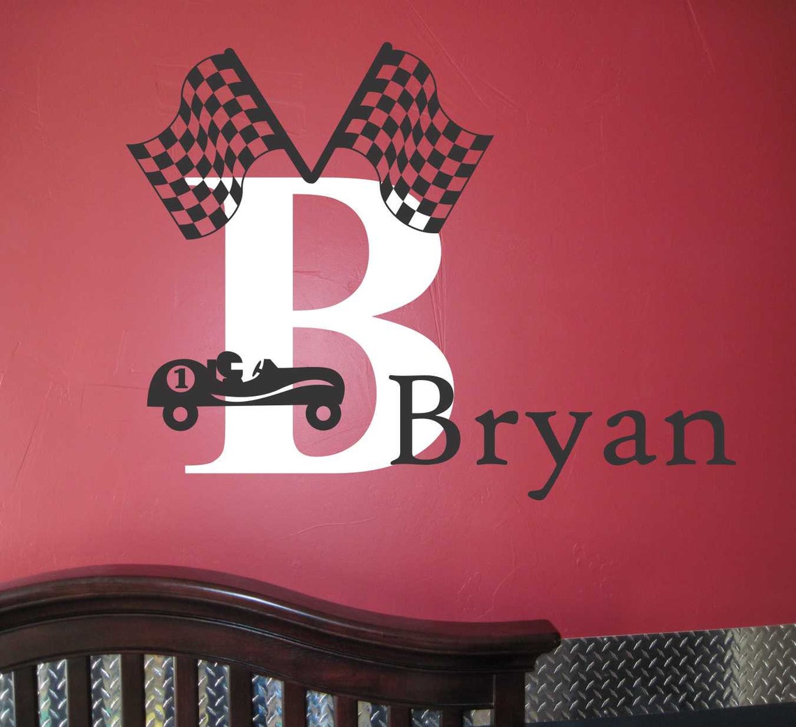 Custom Name Decal Race Car Set Transportation Theme Kids | Etsy