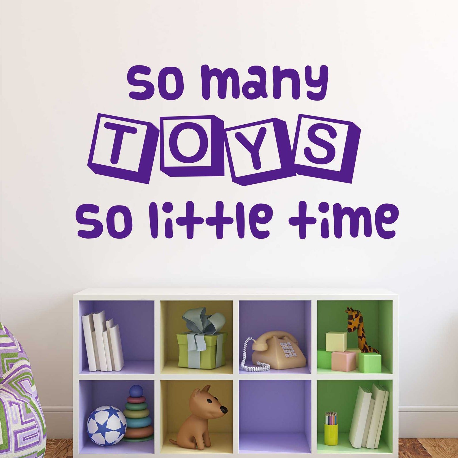 Playroom Wall Decal so Many Toys so Little Time, Kids Bedroom Vinyl ...