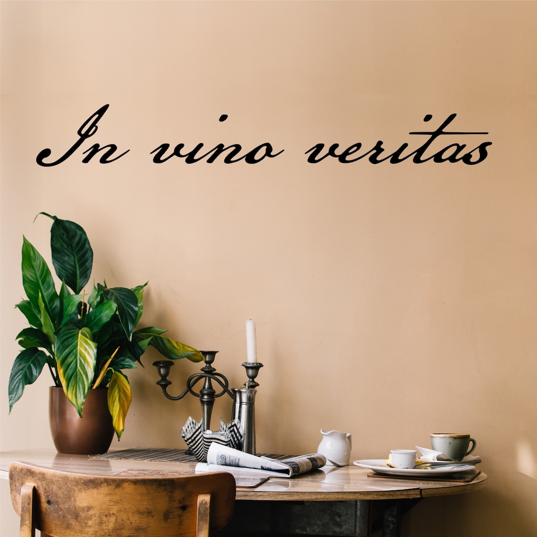 Kitchen Wall Decal in Vino Veritas, Farmhouse Latin Vinyl Wall ...