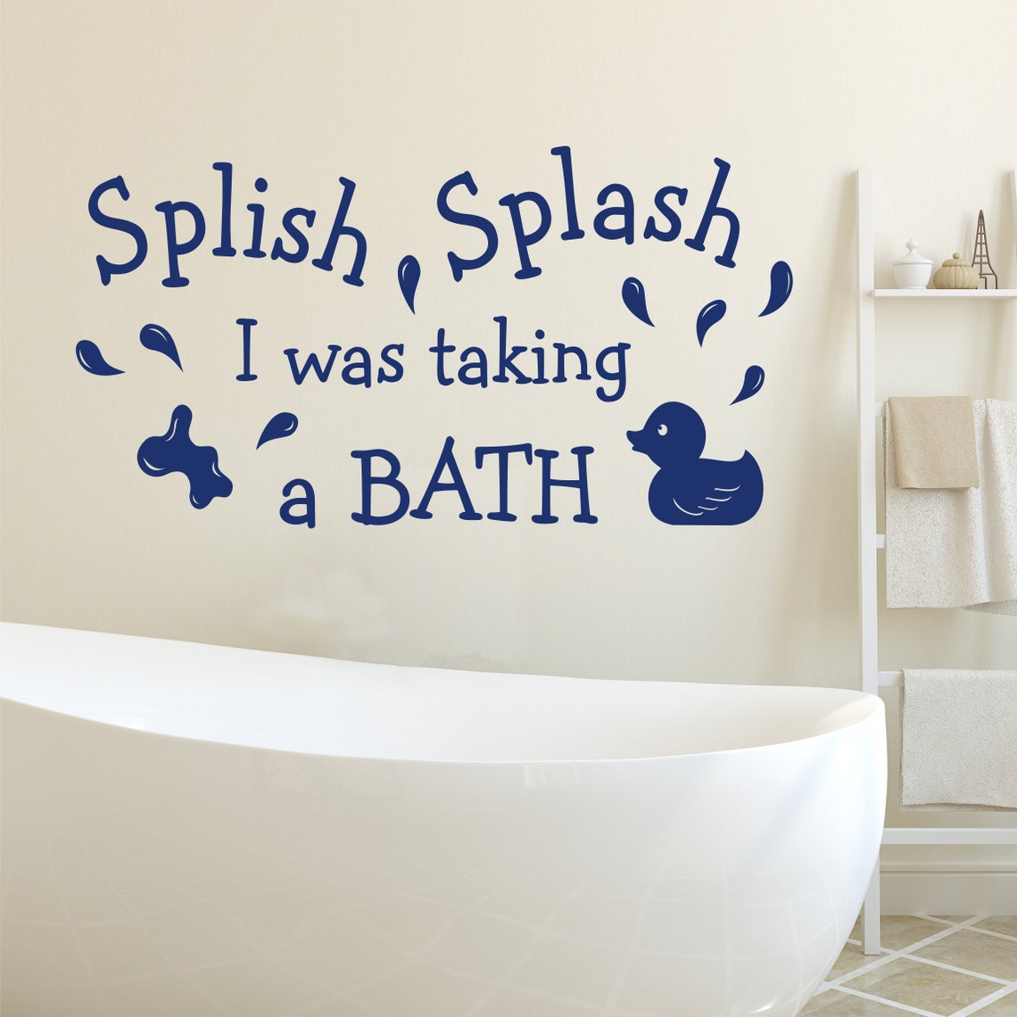 Bathroom Wall Decal Splish Splash Taking a Bath Rubber Duck, Whimsical ...