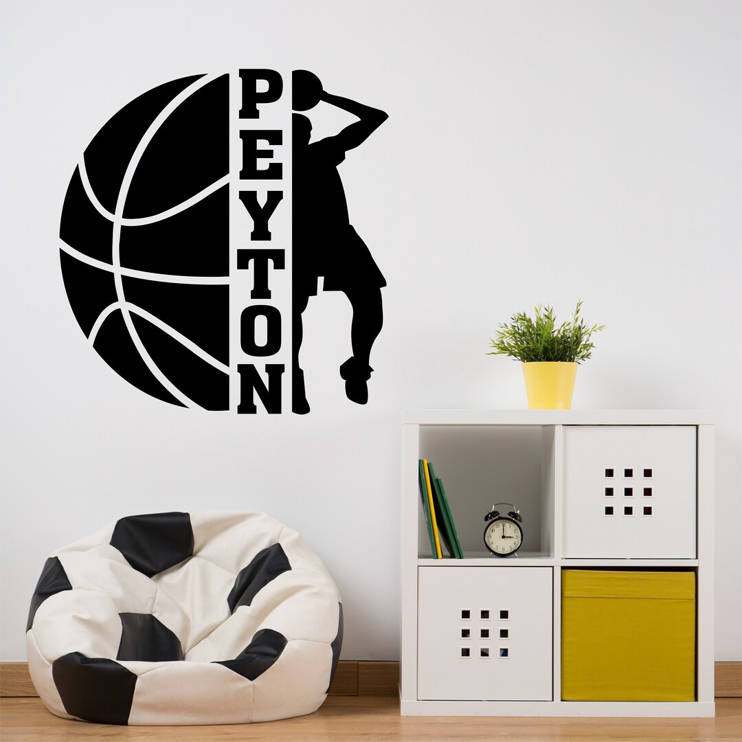 Sports Wall Decal Custom Basketball Player Name, Vinyl Wall Lettering ...