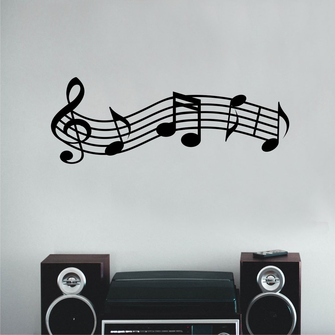 Music Wall Decal Musical Staff, Classroom Vinyl Wall Lettering, Dorm ...