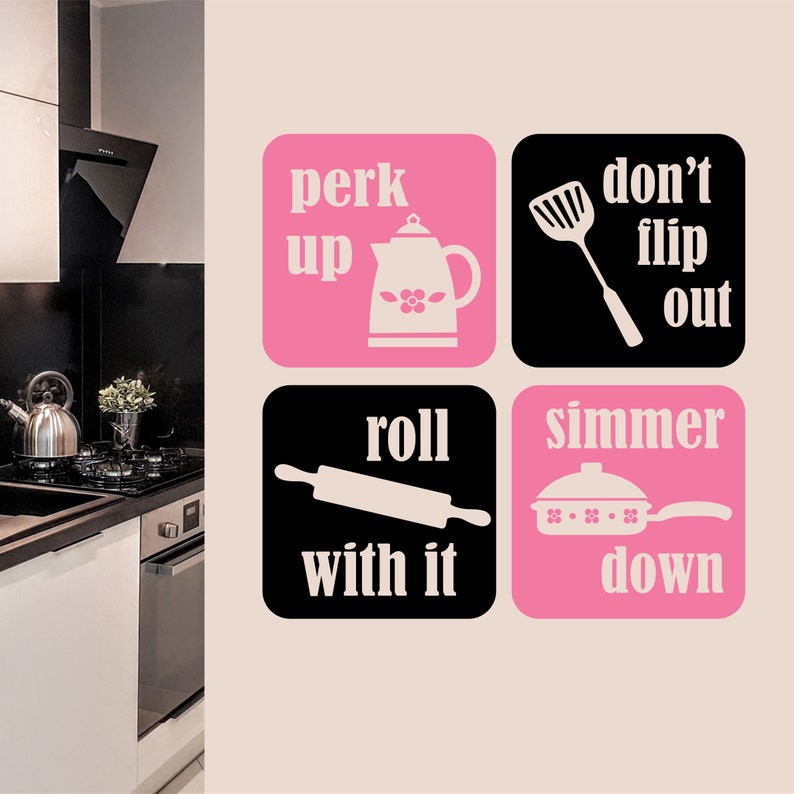 Kitchen Wall Decal Perk up Simmer Down, Farmhouse Vinyl Wall Lettering ...