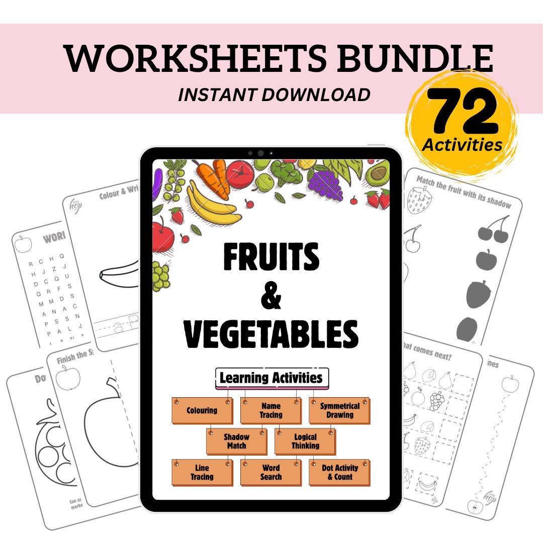 Fruits & Veggies Printables | Early Learning Worksheets | Preschool ...