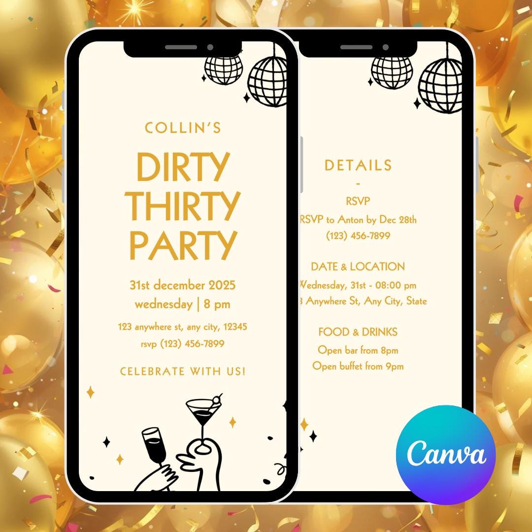 Editable Party Invitation Template | Canva DIY Event Invite (digital ...