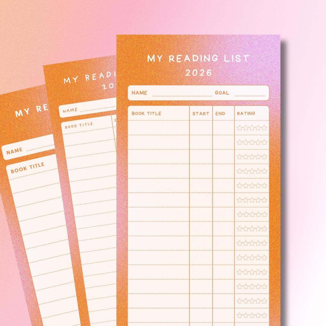 2026 Gradient Reading List Bookmark Printable | Book Tracker | Reading ...