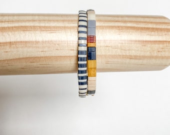 Stackable Beaded Bracelets Glass Tile Bracelets 24k Gold - Etsy