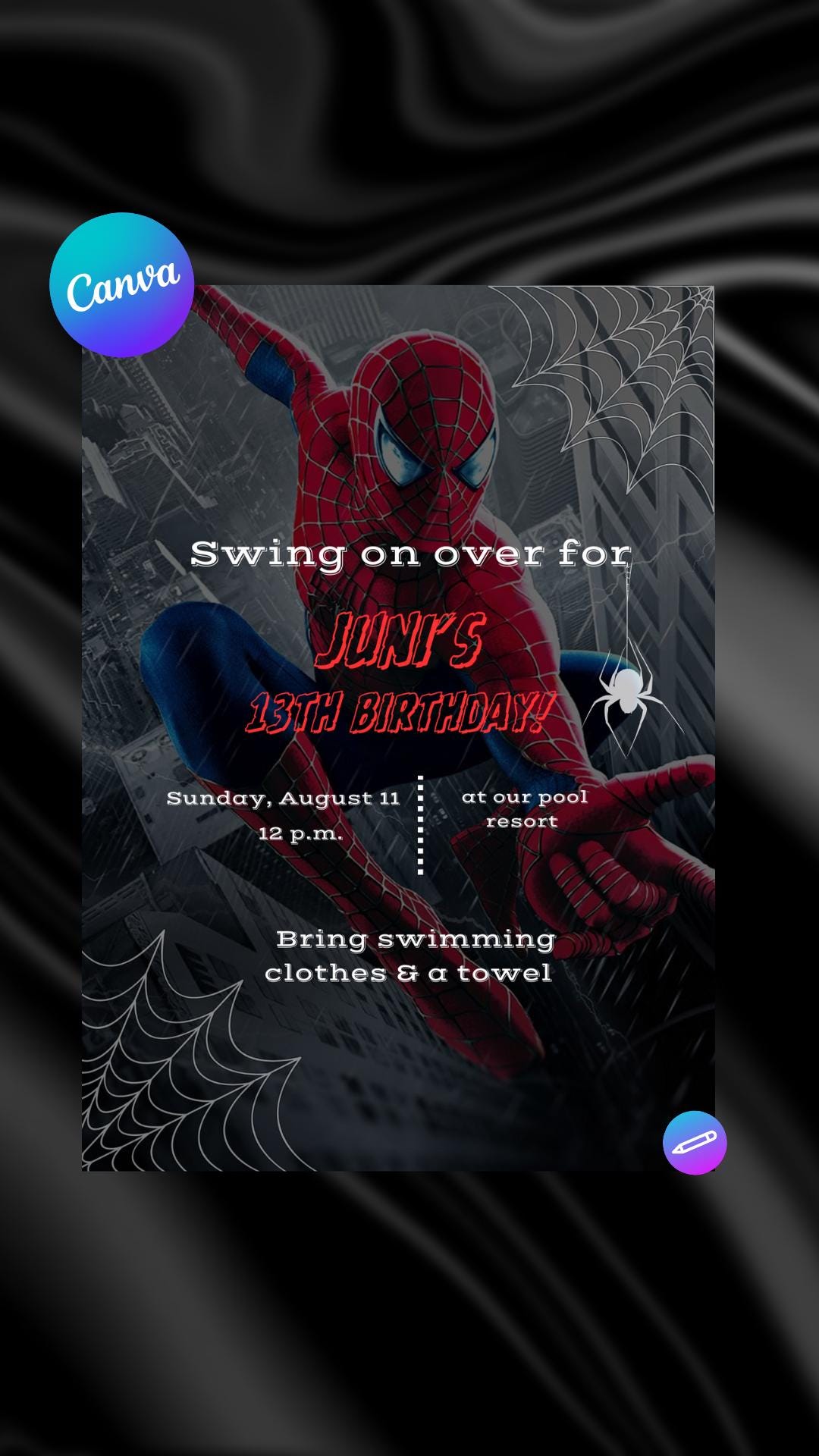 Spider-man Invitation , Party Invitation, Spiderman Editable Template ...