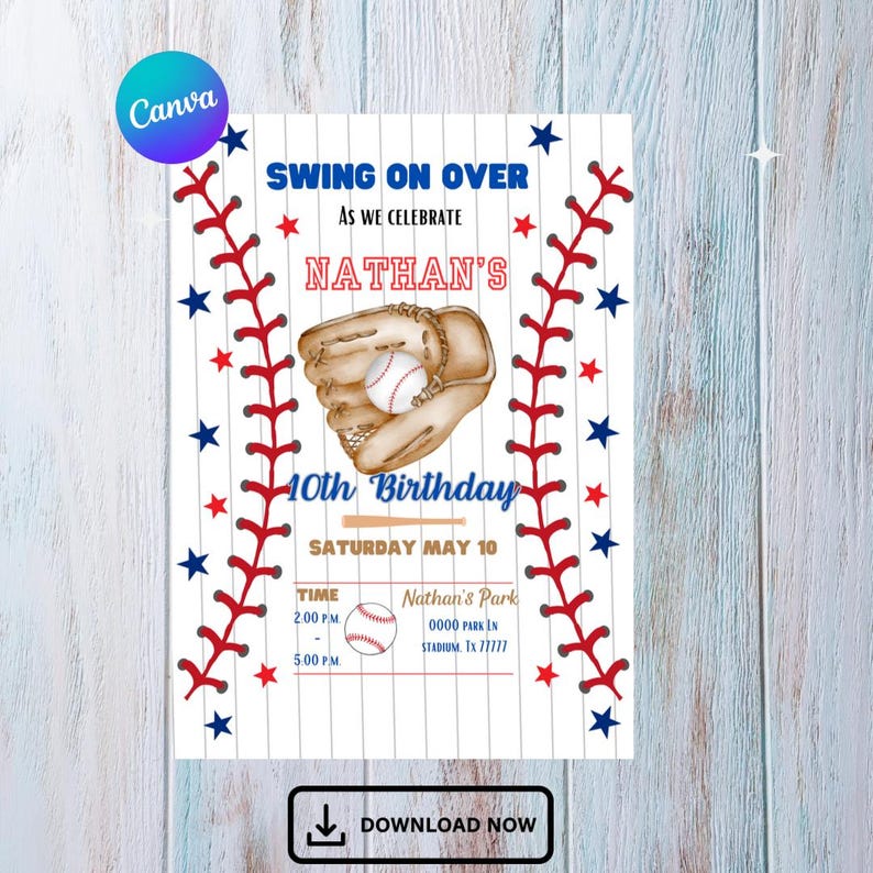 Editable Baseball Birthday Invitation Template | Boys Birthday Party ...
