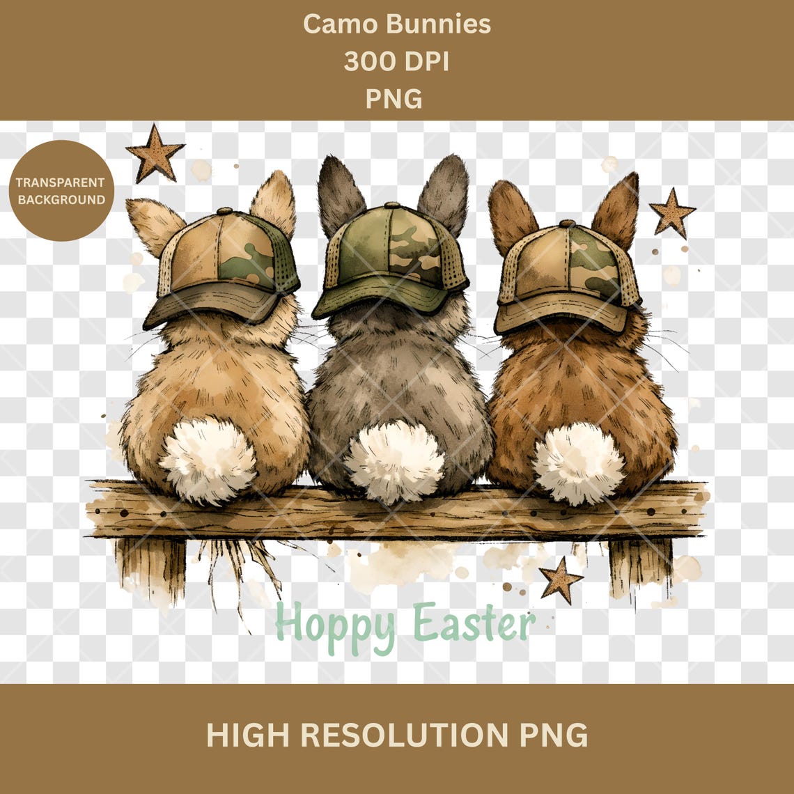 Camo Easter Bunnies PNG – Military Easter Bunny Design – Rustic Camo ...