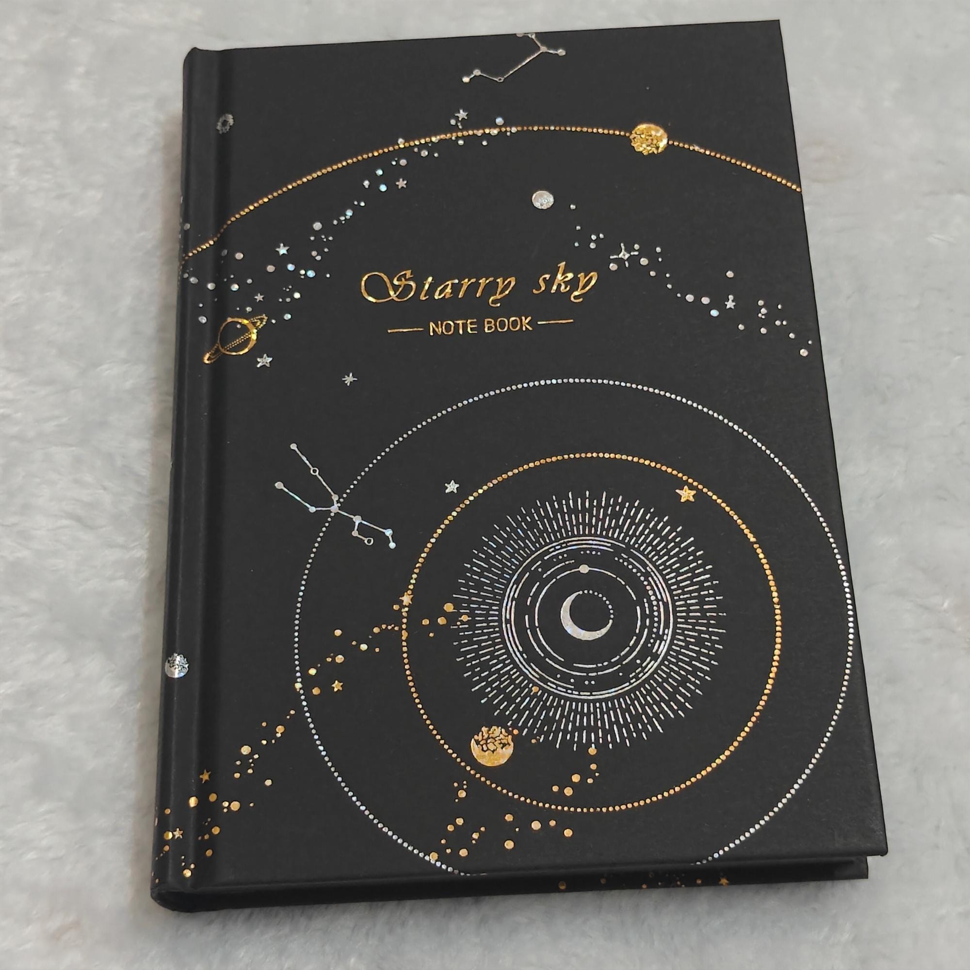 Black Paper Starry Notebook | Aesthetic Dark Journal | All-black Pages ...