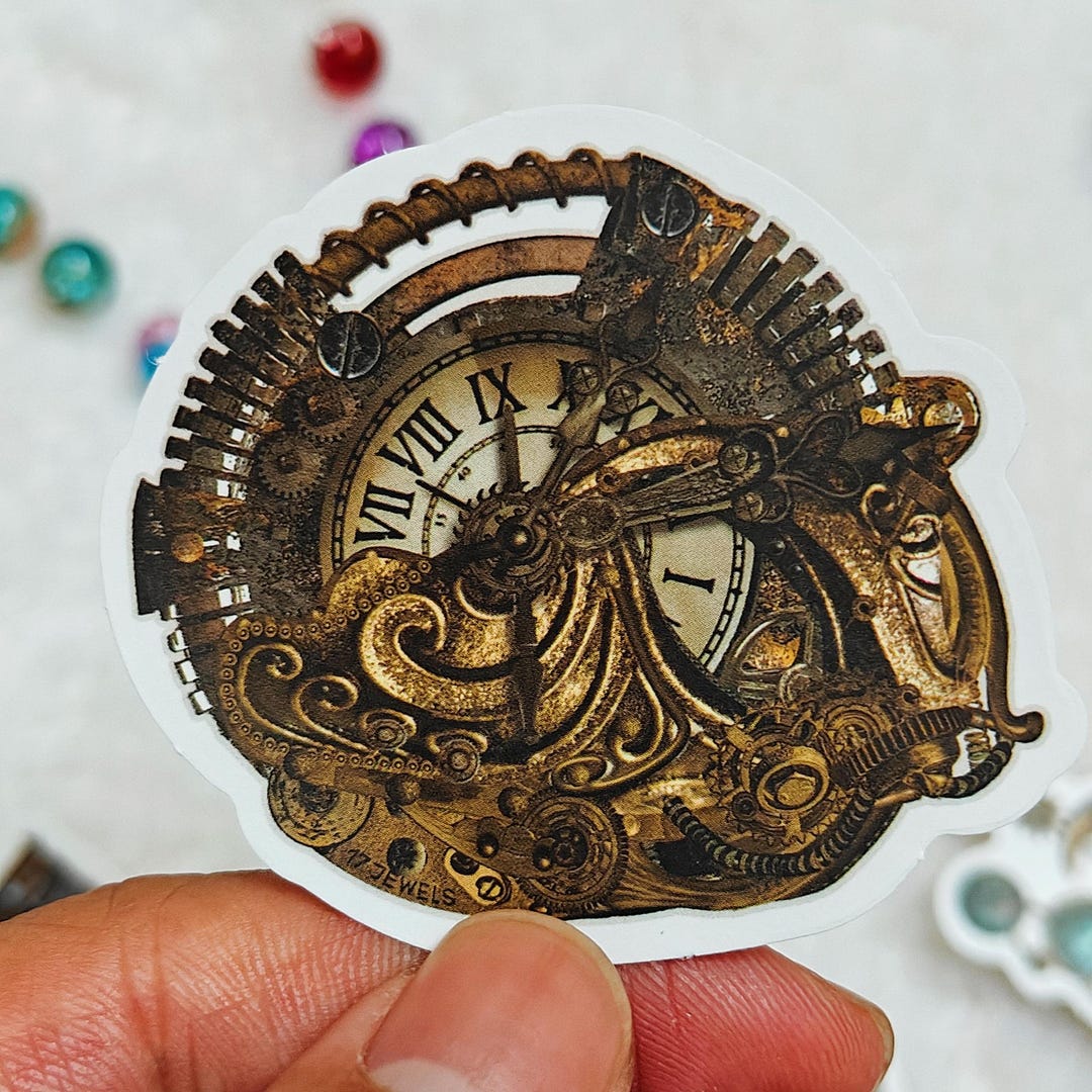 Vintage Steampunk Stickers - Clock, Gears, and Butterfly, 50 PCS - Etsy
