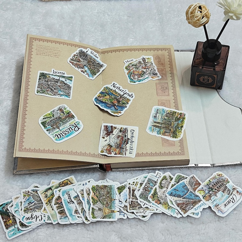 50 World Landmark Stickers – Travel Map Aesthetic, Waterproof Tourist ...