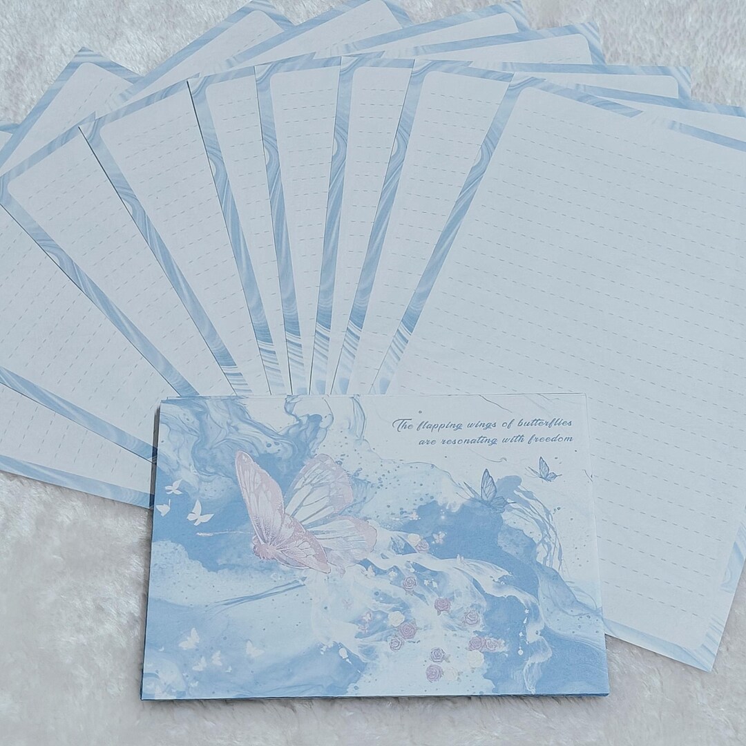 Blue Butterfly Stationery Set | Elegant Letter Writing Paper ...