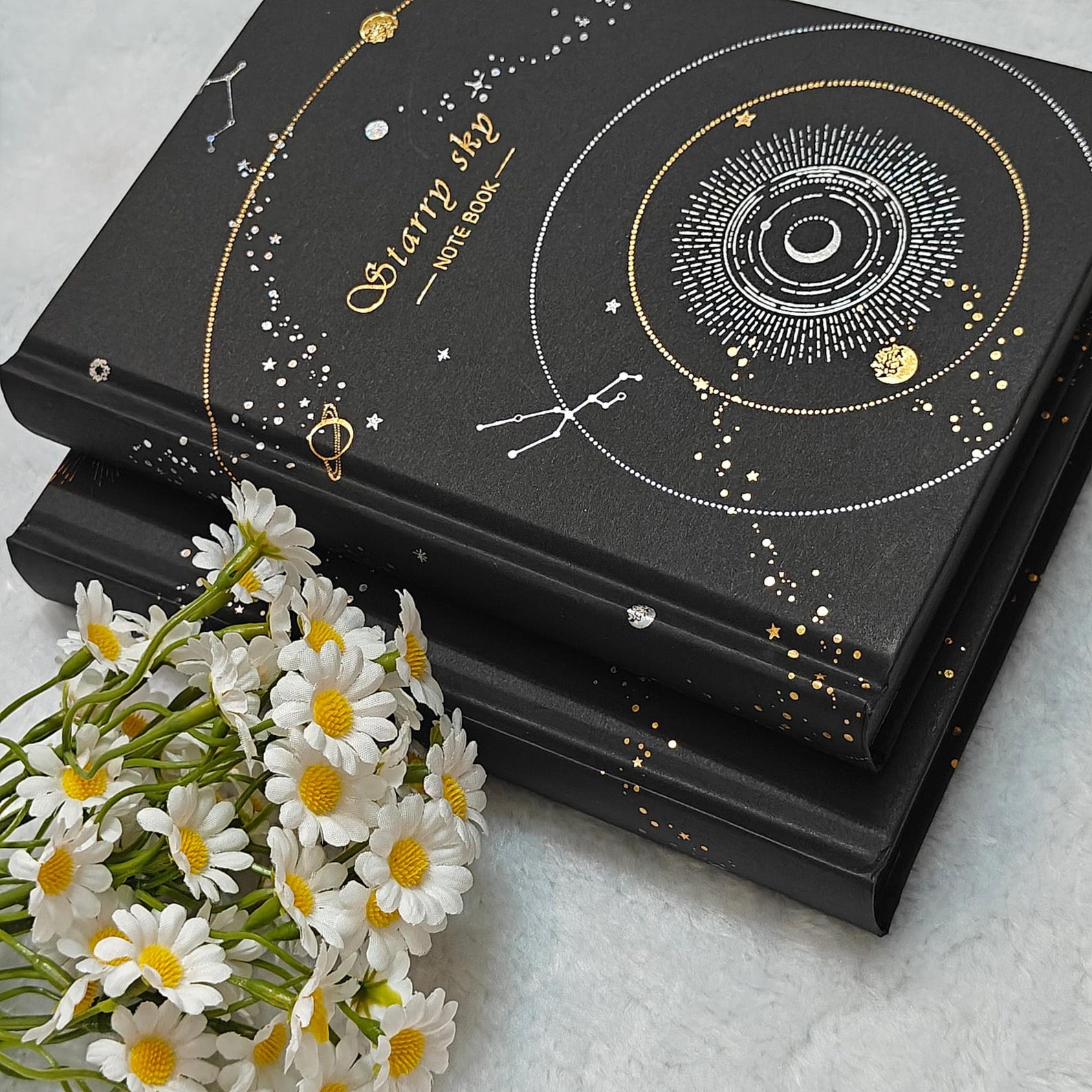 Black Starry Notebook | Aesthetic Dark Journal With Black Pages - Etsy