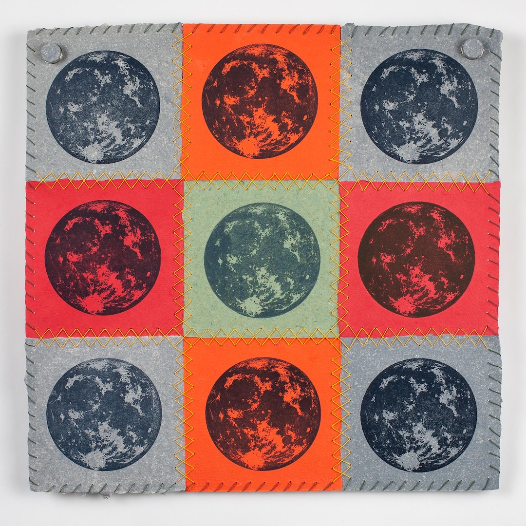 18x18" Full Moon Paper Quilt - Blue on Green Center - Etsy