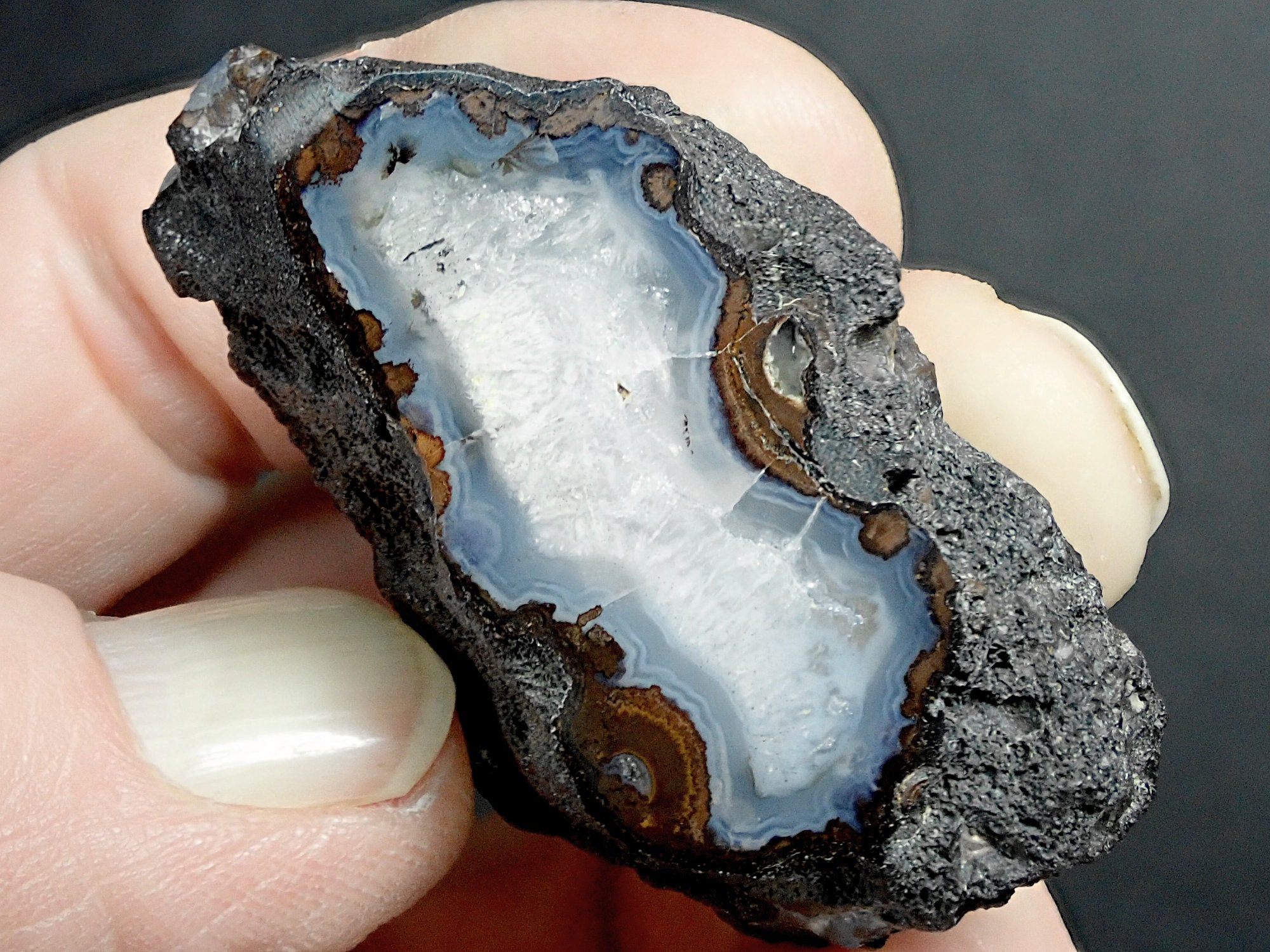 30572 Agate Nodule Faced Agate Nodule Specimen Rough 47 X 35 X 27 Mm 56 ...