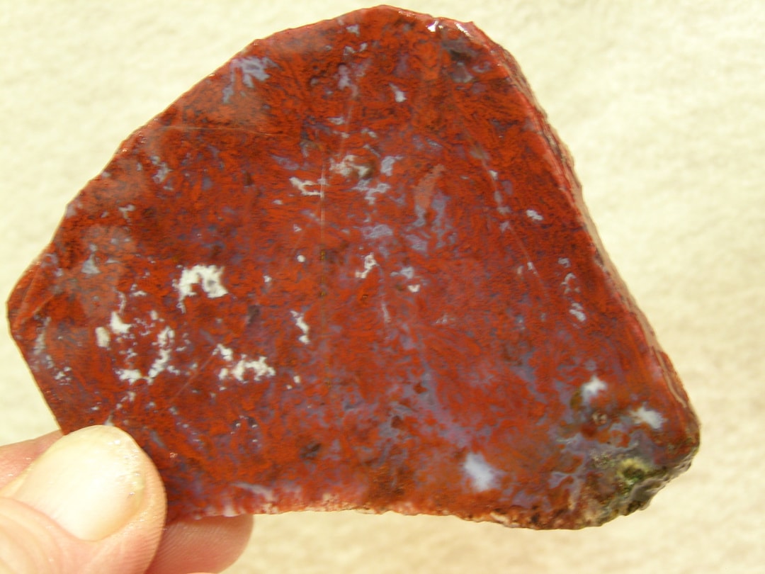8062 Unpolished Moss Agate Slab Red Moss Agate Lapidary Slab 2 1/2 X 2 ...