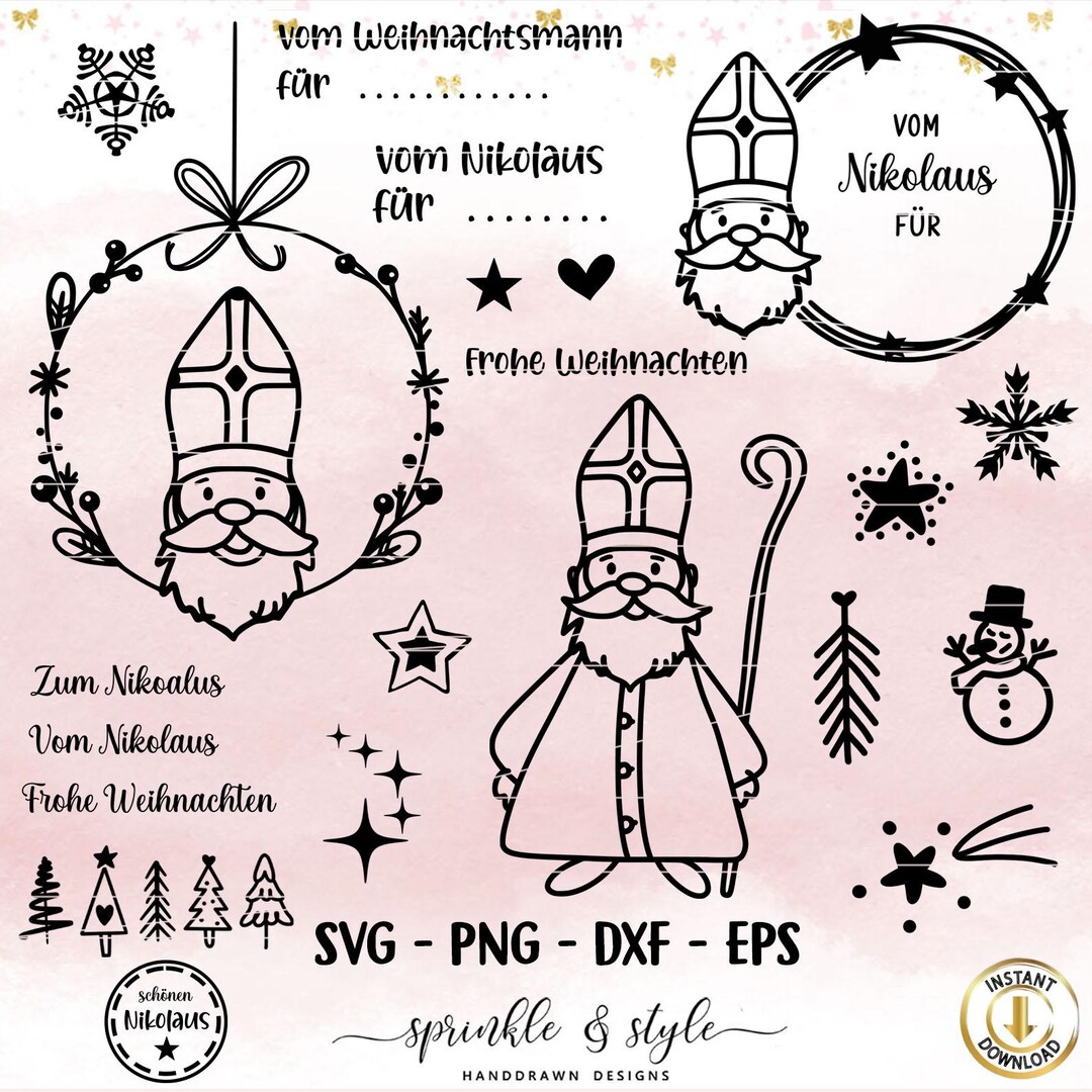 Plotterdatei Nikolaus Svg, Plotterdatei Weihnachten, Cricut ...