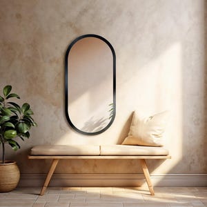 Pill Shaped Mirror: Minimalist Oval Wall Decor, Modern Capsule Design ...