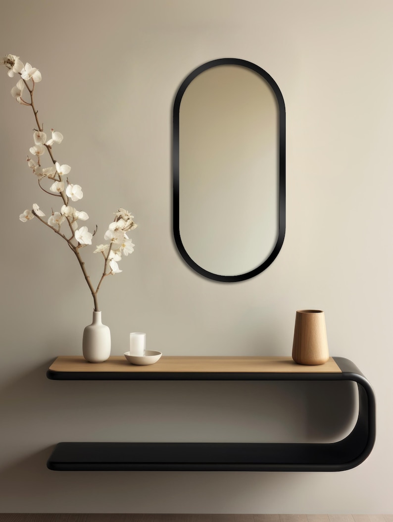 Pill Shaped Mirror: Minimalist Oval Wall Decor, Modern Capsule Design ...