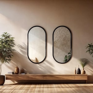 Pill Shaped Mirror: Minimalist Oval Wall Decor, Modern Capsule Design ...