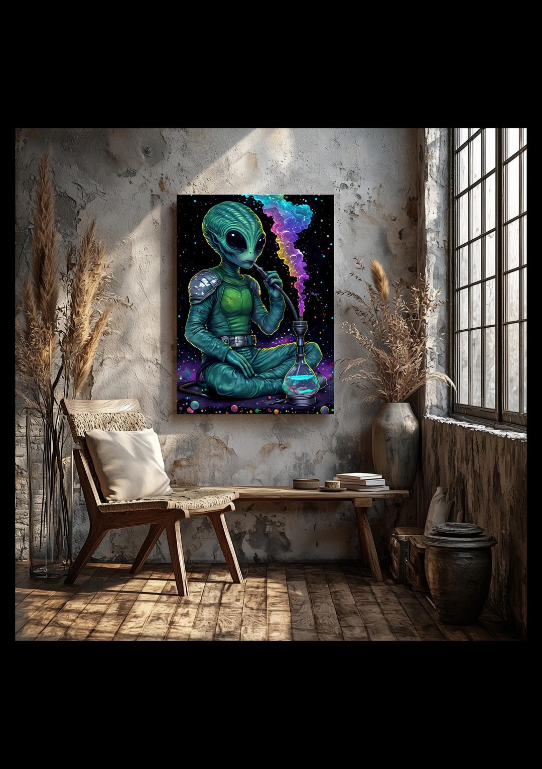 Alien Hookah Canvas, Art Print, Alien Canvas, Alien Wall Art ...