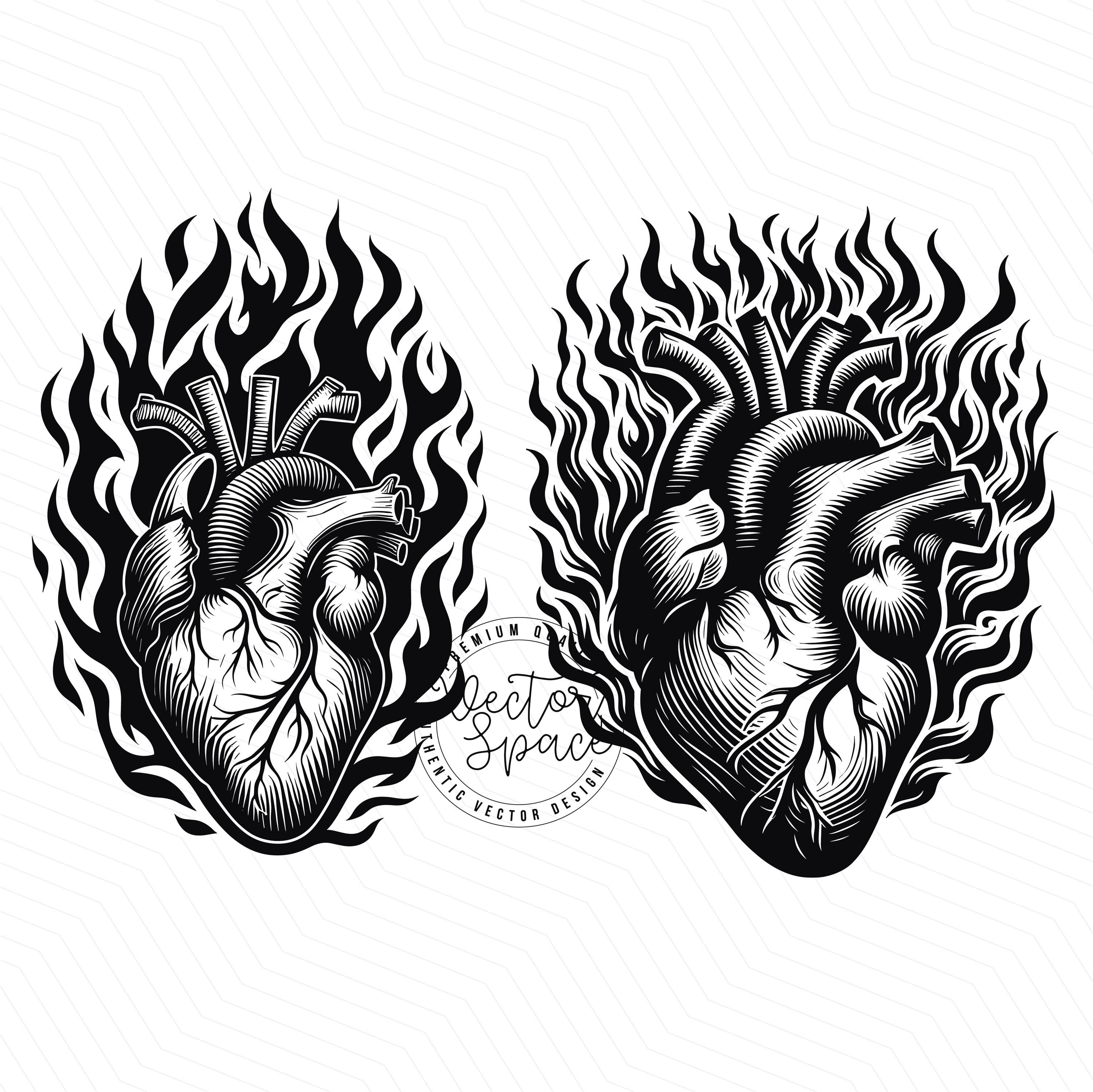 Flame Heart SVG, Fire Heart, Burn Heart, Heart Love Sign, Anatomical ...