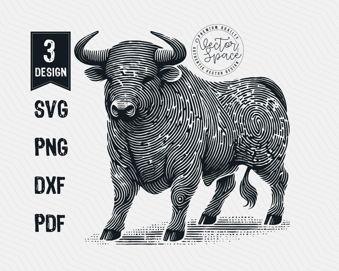 Bull Illustration Vector, Bull SVG, Wildlife Bull, Bull Laser Cut ...